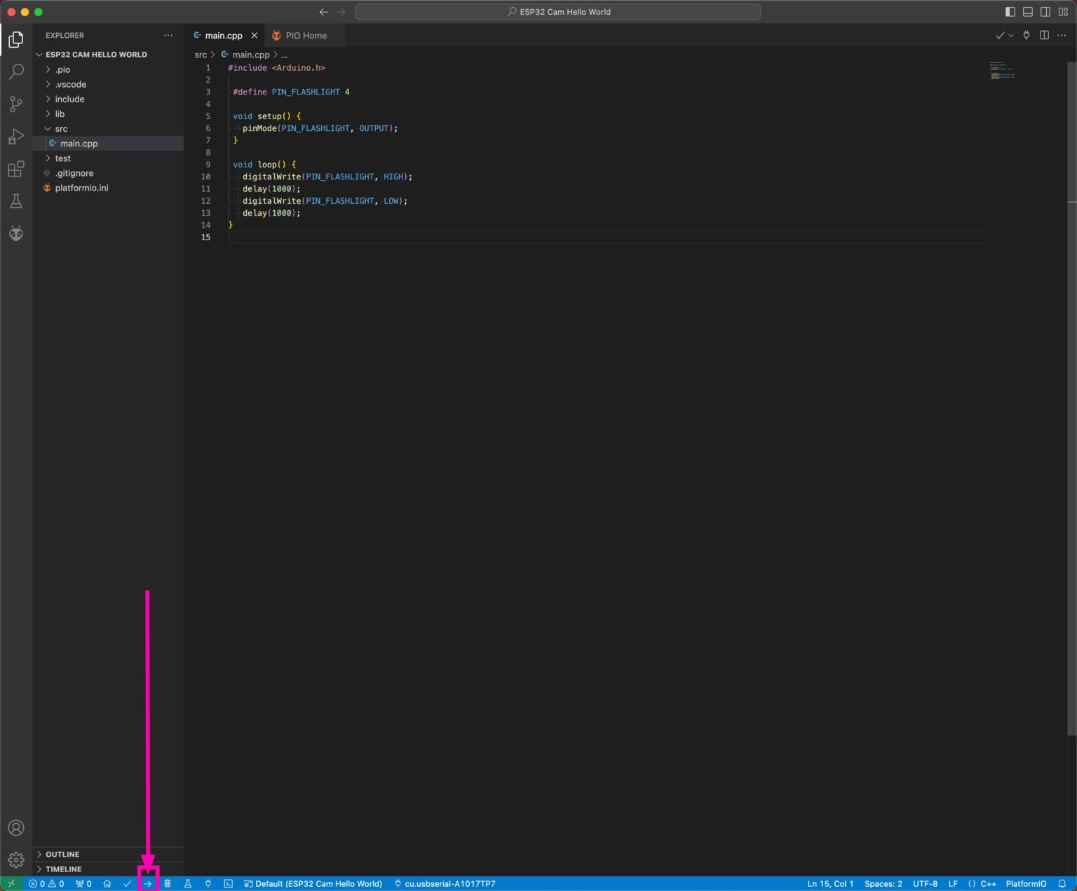 ESP32 Cam + PlatformIO: How to Upload Your First Program Code